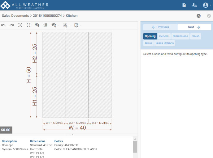 Building a Custom Configuration - All Weather Architectural Aluminum